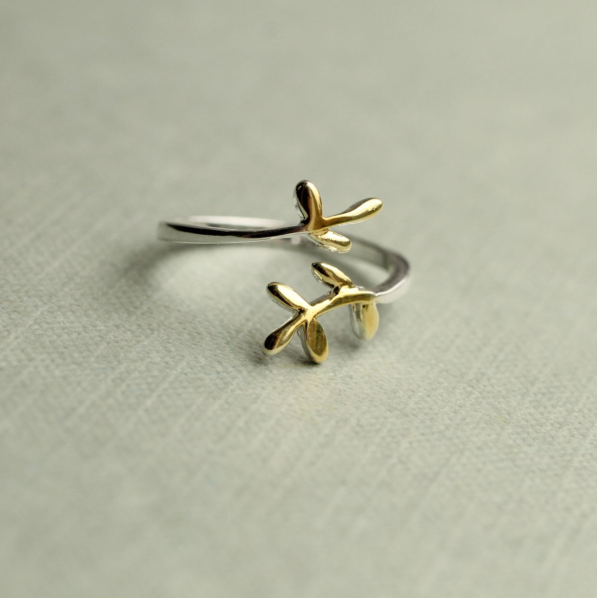 Botanical Sterling Silver Sprig Ring – Adjustable | Contempo