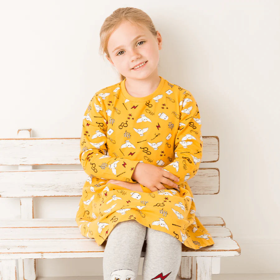 Harry Potter™ Hedwig Dress | Kids’ Mustard Cotton Dress – Contempo