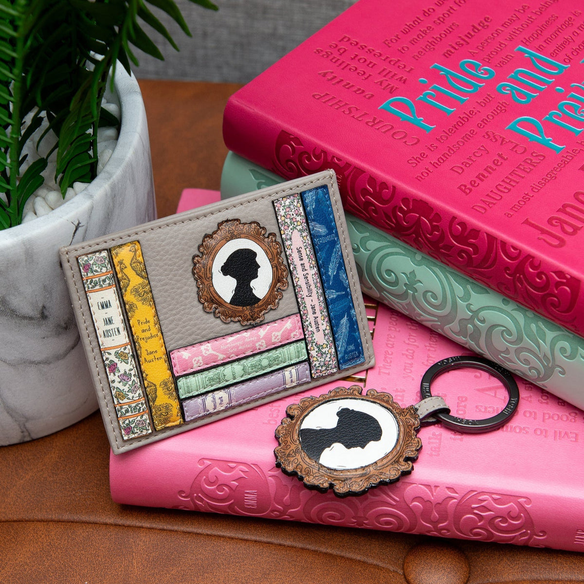 Jane Austen Leather Card Holder – Bookworm Grey | Contempo