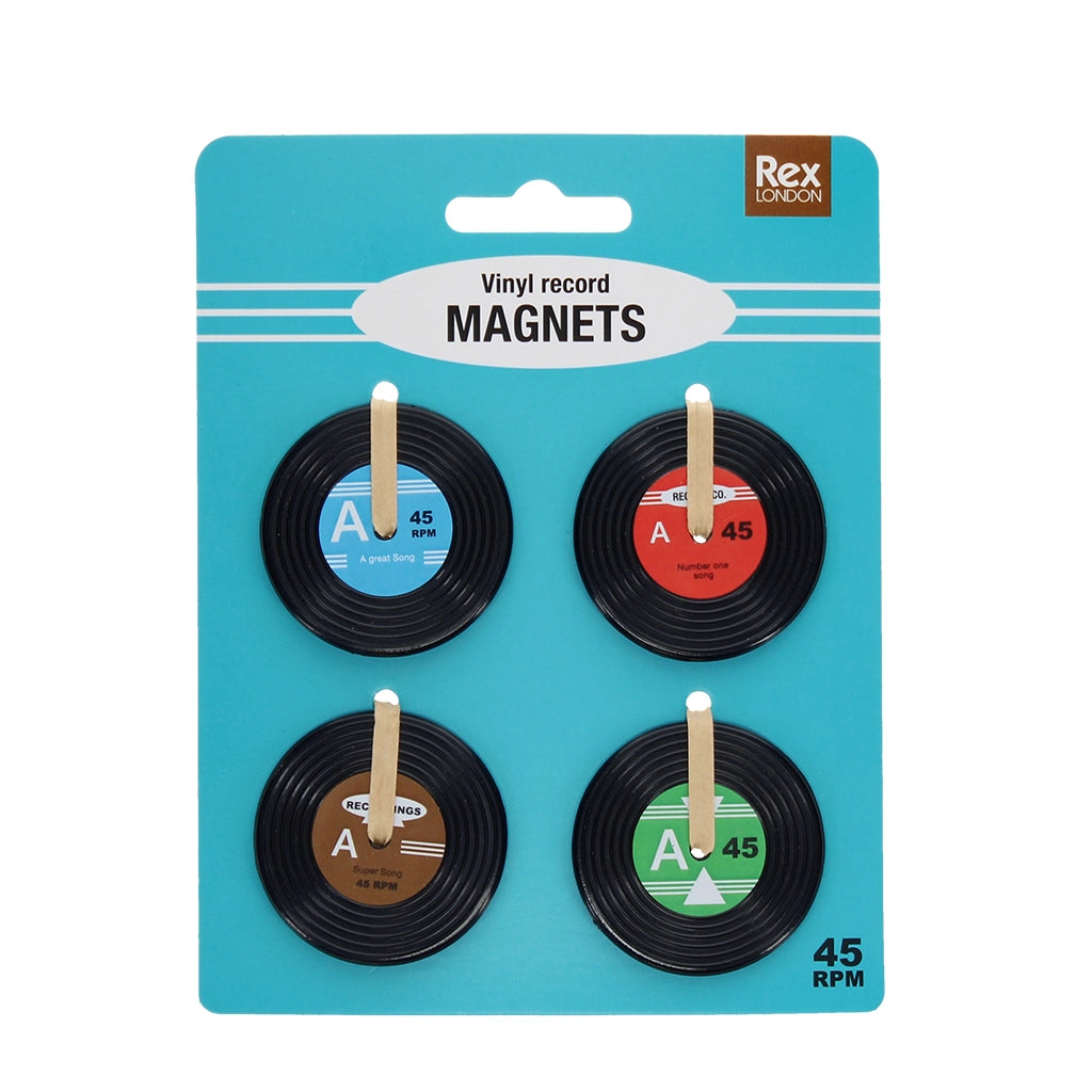 Mini Vinyl Record Magnets – Set of 4 Retro Music Magnets | Contempo